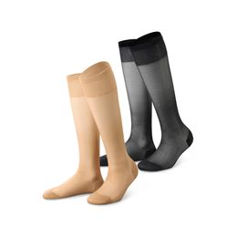 Tchibo - 2 Paar St&uuml;tzkniestr&uuml;mpfe - Damen - Gr. 39-42 - schwarz