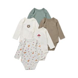 Tchibo - 5 Baby-Bodys mit Mitwachsfunktion - Baby - Gr. 74/80 - hellbraun/print