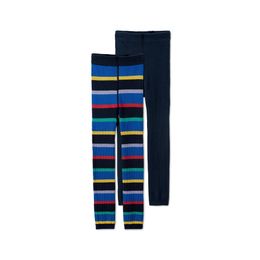 Tchibo - 2 Strickleggings - M&auml;dchen - Gr. 134/140 - dunkelblau/gestreift