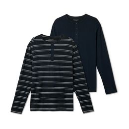 Tchibo - 2 Pyjama-Shirts - Herren - Gr. S - dunkelblau/gestreift