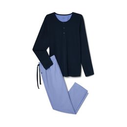 Tchibo - Pyjama mit gewebter Hose - Herren - Gr. S - dunkelblau