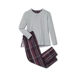 Tchibo - Pyjama mit gewebter Hose - Herren - Gr. S - grau/kariert