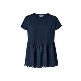 Tchibo - Shirt im Materialmix mit Stickerei - Damen - Gr. XL - dunkelblau