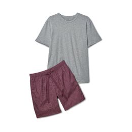 Tchibo - Shorty-Pyjama-Set - Herren - Gr. S - weinrot/print