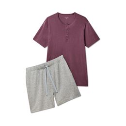 Tchibo - Shorty-Pyjama-Set - Herren - Gr. L - weinrot