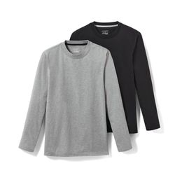 Tchibo - 2 Langarmshirts - Herren - Gr. L - hellgrau