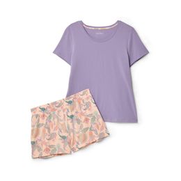 Tchibo - Shorty-Pyjama-Set - Damen - Gr. L - lila/print