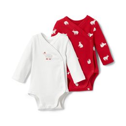 Tchibo - 2 Kinder-Langarmbodys - Baby - Gr. 50/56 - wei&szlig;/print