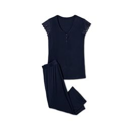 Tchibo - Pyjama aus Rippe - Damen - Gr. XS - dunkelblau