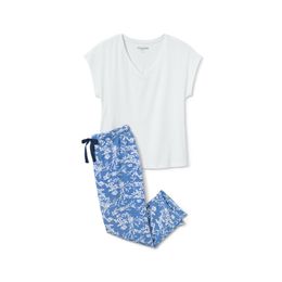 Tchibo - Pyjama - Damen - Gr. M - wei&szlig;/gebl&uuml;mt