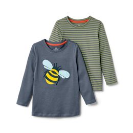 Tchibo - 2 Kleinkinder-T-Shirts - Kinder - Gr. 122/128 - dunkelblau/gestreift