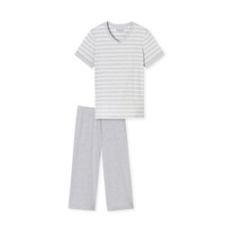Schiesser 3/4-Pyjama - Damen - Gr. 38 - grau/gestreift