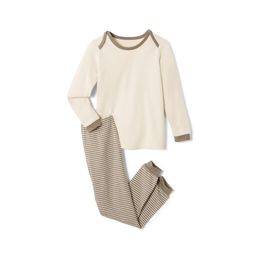 Tchibo - Interlock-Pyjama - Kinder - Gr. 110/116 - hellbraun/gestreift