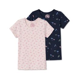 Tchibo - 2 Shirts aus Bio-Baumwolle - M&auml;dchen - Gr. 134/140 - dunkelblau/print