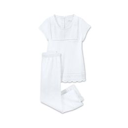 Tchibo - Web-Pyjama mit Lochstickerei - Damen - Gr. 42 - wei&szlig;