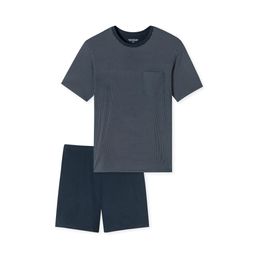 Schiesser Shorty-Pyjama-Set - Herren - Gr. 54 - dunkelblau/print
