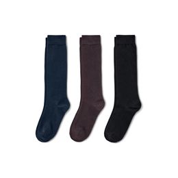 Tchibo - 3 Paar Kniestr&uuml;mpfe - Damen - Gr. 35-38 - dunkelbraun
