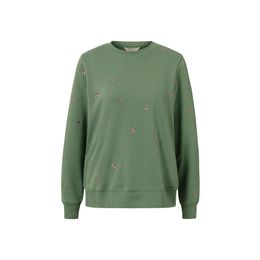 Tchibo - Besticktes Sweatshirt - Damen - Gr. L - gr&uuml;n/gebl&uuml;mt