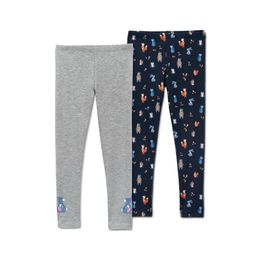 Tchibo - 2 Leggings - Gr. 122/128 - dunkelblau/print