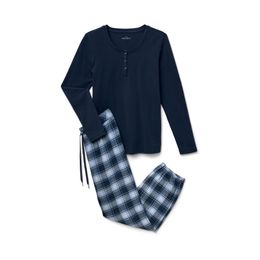 Tchibo - Flanell-Pyjama-Set - Damen - Gr. L - dunkelblau
