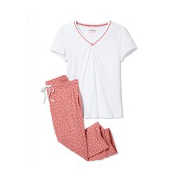 Tchibo - 3/4-Pyjama - Damen - Gr. L - wei&szlig;/gepunktet