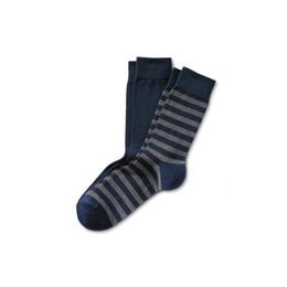 Tchibo - 2 Paar Socken - Herren - Gr. 41-43 - dunkelblau/gestreift