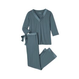 Tchibo - Pyjama mit Satin - Damen - Gr. S - blau