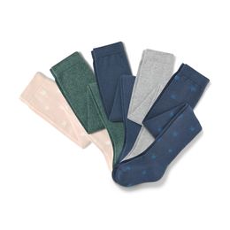 Tchibo - 5 Baumwoll-Strumpfhosen - Baby - Gr. 86/92 - blau/gestreift