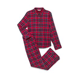 Tchibo - Flanell-Pyjama-Set - Damen - Gr. 44 - rot/kariert