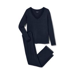 Tchibo - Pyjama-Set mit Spitzenbesatz - Damen - Gr. M - dunkelblau