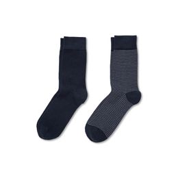 Tchibo - 2 Paar Socken - Herren - Gr. 44-46 - dunkelblau/gestreift