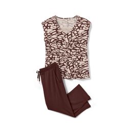 Tchibo - Pyjama mit Spitze - Damen - Gr. M - creme