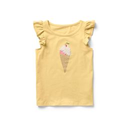 Tchibo - Kinder-Shirt mit Volant&auml;rmeln - M&auml;dchen - Gr. 122/128 - gelb