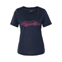 Tchibo - T-Shirt mit Merinowolle - Damen - Gr. XS - dunkelblau/print