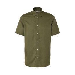 Tchibo - Kurzarmhemd mit Leinen - Herren - Gr. M - khaki