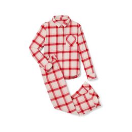 Tchibo - Flanell-Pyjama - Damen - Gr. 38 - wei&szlig;/kariert