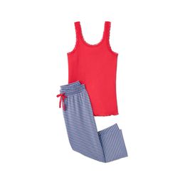 Tchibo - 3/4-Pyjama - Damen - Gr. L - wei&szlig;/gestreift