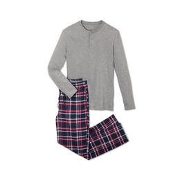 Tchibo - Flanell-Pyjama - Herren - Gr. S - dunkelblau/kariert