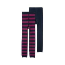 Tchibo - 2 Strickleggings - M&auml;dchen - Gr. 170/176 - dunkelblau/gestreift