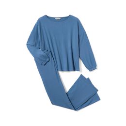 Tchibo - Gerippter Pyjama - Damen - Gr. S - blau