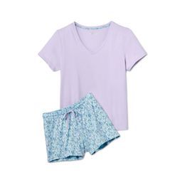 Tchibo - Shorty-Pyjama - Damen - Gr. L - lila/print