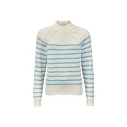 Tchibo - Strickpullover mit Knopfdetail - Gr. L - wei&szlig;/gestreift