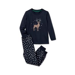Tchibo - Glow-in-the-dark-Pyjama mit Bio-Baumwolle - Kinder - Gr. 122/128 - dunkelblau/print