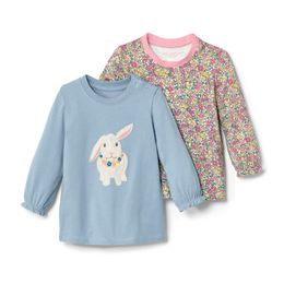 Tchibo - 2 Kleinkind-Langarmshirts - M&auml;dchen - Gr. 110/116 - hellblau/gebl&uuml;mt
