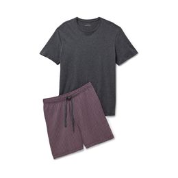 Tchibo - Shorty-Pyjama-Set - Herren - Gr. L - bordeaux/print