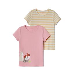 Tchibo - 2 Kleinkind-T-Shirts - Baby - Gr. 86/92 - wei&szlig;/gestreift