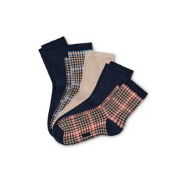 Tchibo - 5 Paar Socken - Damen - Gr. 35-38 - dunkelblau/kariert
