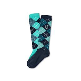 Tchibo - 2 Paar Kniestr&uuml;mpfe - M&auml;dchen - Gr. 35-38 - dunkelblau/kariert
