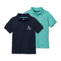 Tchibo - 2 Poloshirts - M&auml;dchen - Gr. 146/152 - dunkelblau/print