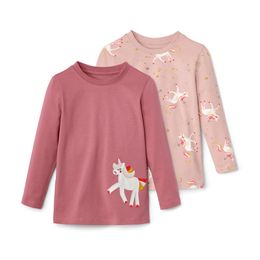 Tchibo - 2 Langarmshirts - M&auml;dchen - Gr. 98/104 - dunkelrosa